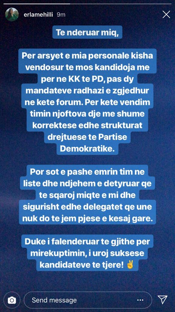 Erla Mëhilli: Sot pashë emrin tim në listë por ndjehem e detyruar të ...